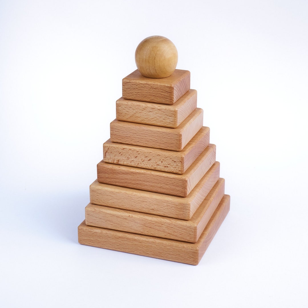 Wooden Ring Stacker, Montessori Toy, Stacking Pyramid, Fine Motor ...