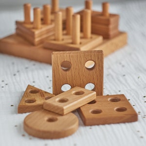 Wooden Sorting & Stacking Toy, Handcrafted Shape Sorter Toy, Montessori ...