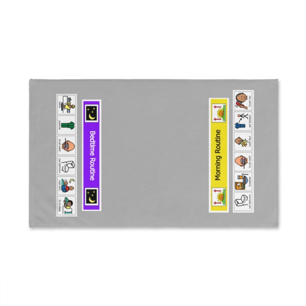 Morning Bedtime Visual Schedule Hand Towel Bathroom AAC Autism Visual ...