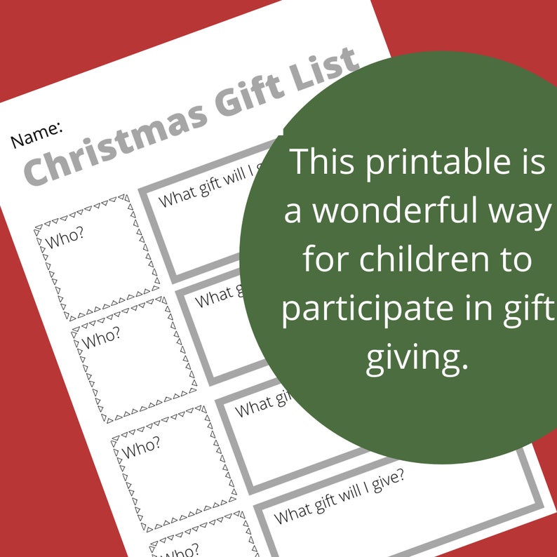 Printable Christmas Gift Giving List for Children to Download and Use ...