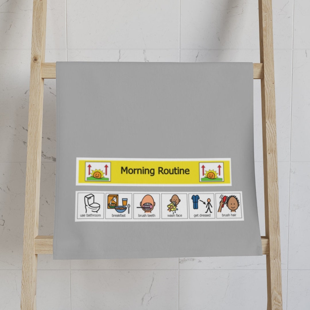 Morning Bedtime Visual Schedule Hand Towel Bathroom AAC Autism Visual ...