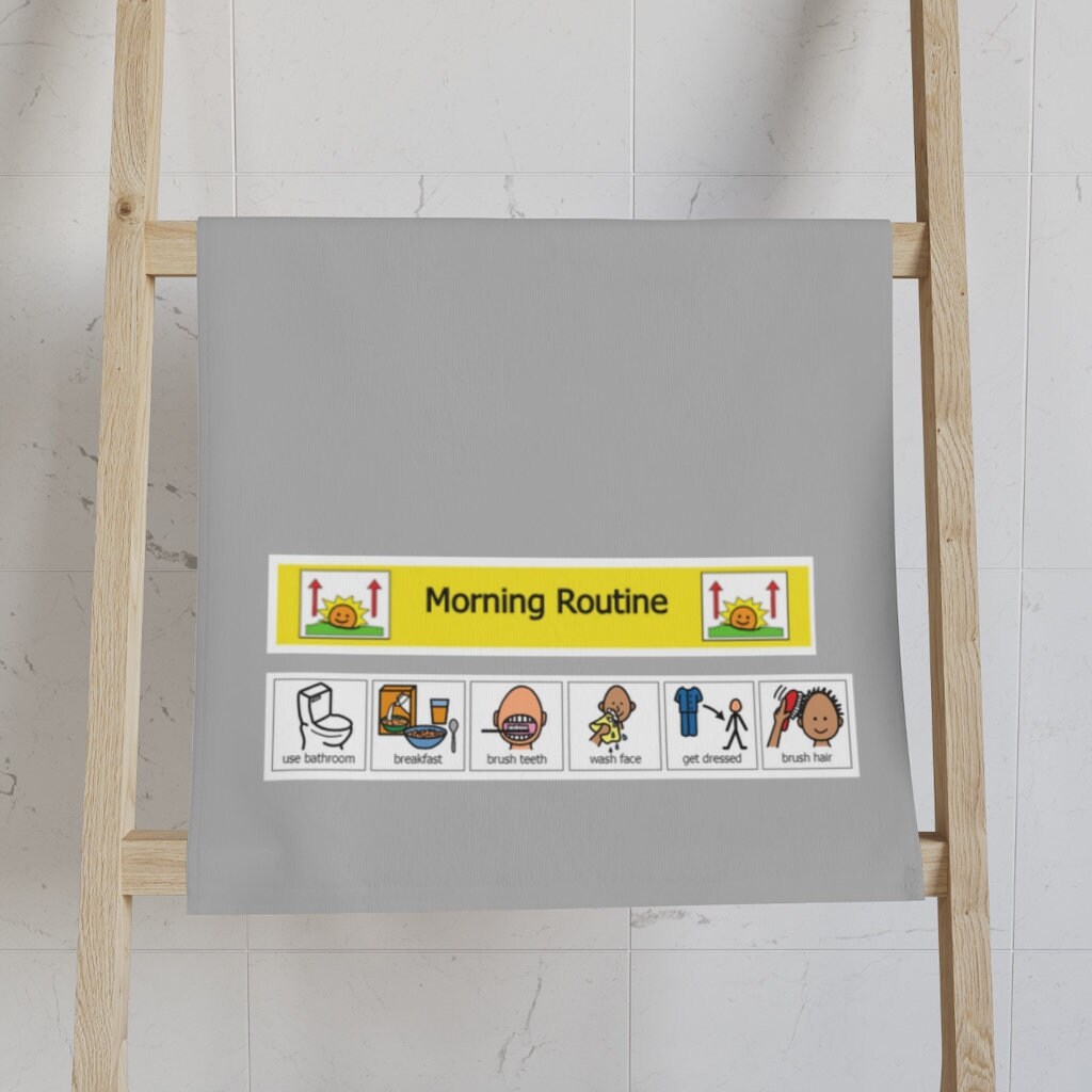 Morning Bedtime Visual Schedule Hand Towel Bathroom AAC Autism Visual ...