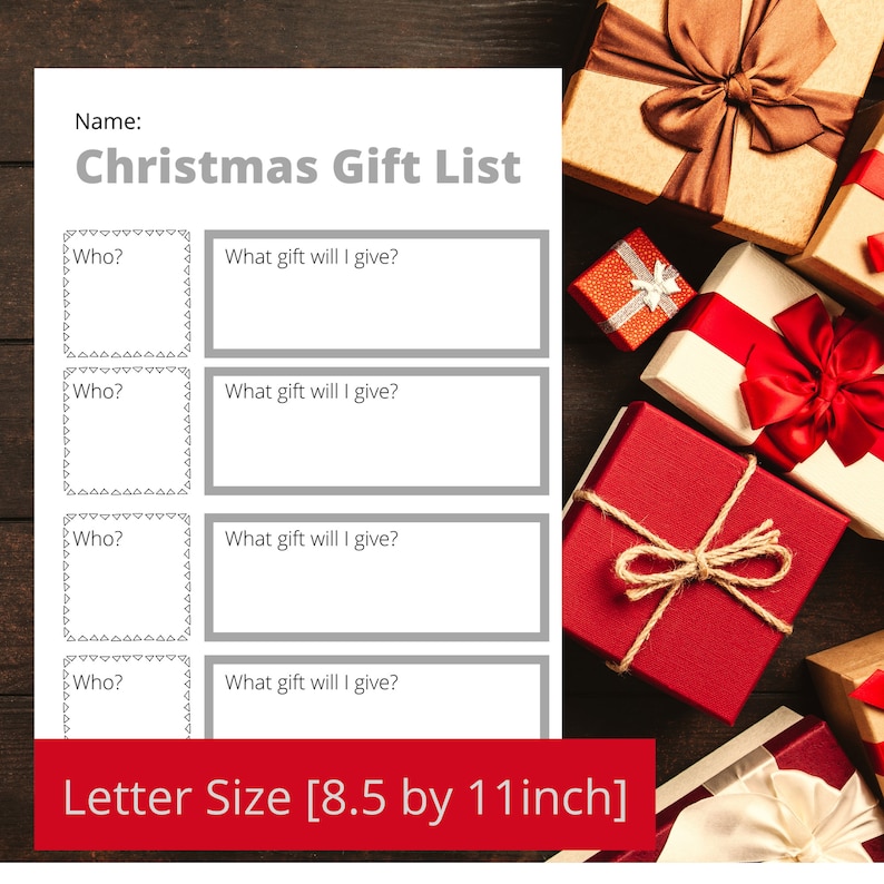 Printable Christmas Gift Giving List for Children to Download and Use ...