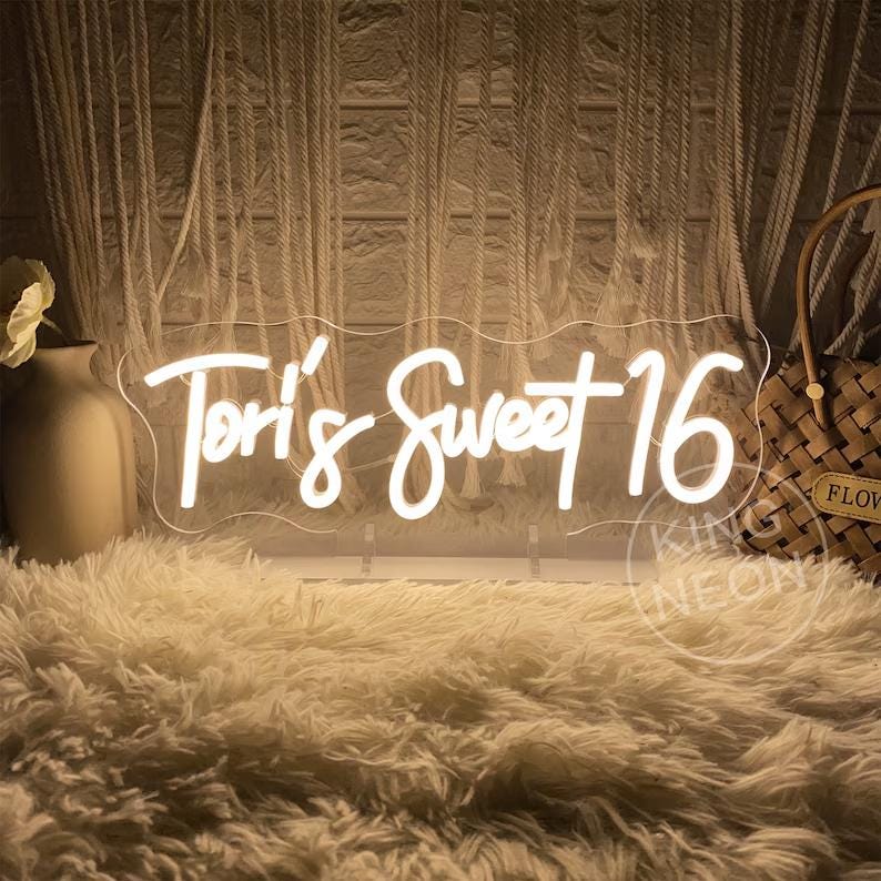 Custom Sweet 16 Neon Sign,birthday Party Decor,sweet 16 Name Sign ...