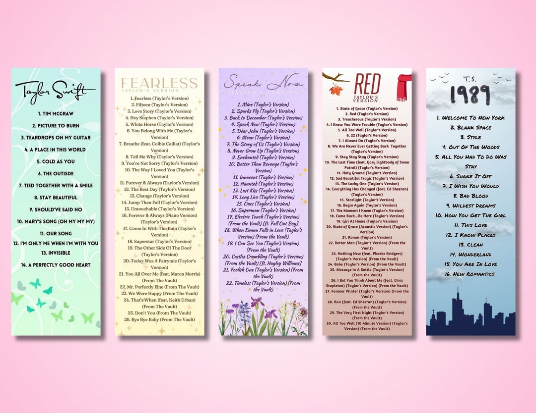 Taylor Swift Album Bookmark Set Eras Tour Bookmark Set - Etsy