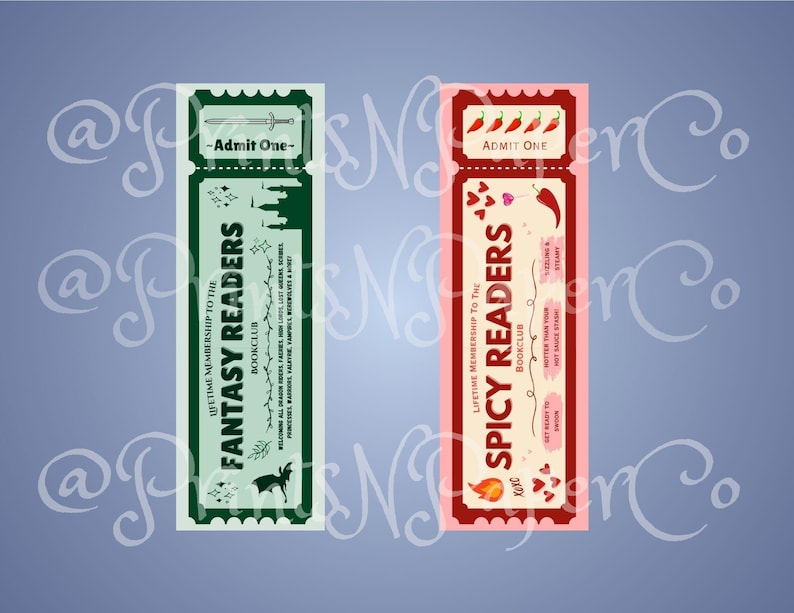 Book Genre Ticket Bookmarks | Fantasy, Romance, Mystery (digital ...
