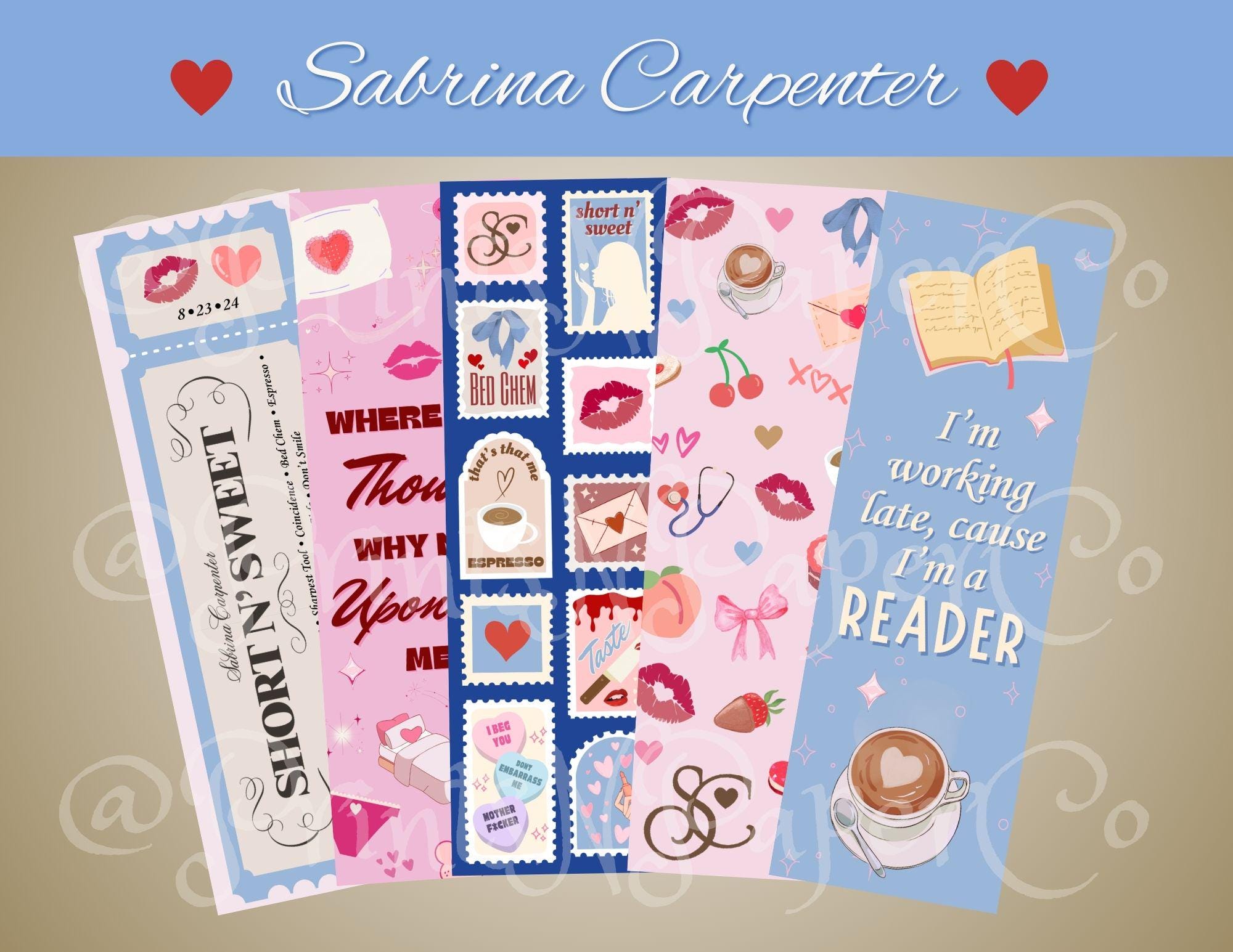Sabrina Carpenter Inspired Digital Download Bookmarks | Short N' Sweet ...
