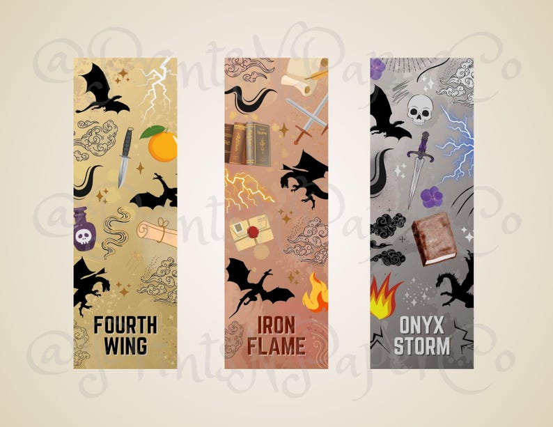 Fourth Wing Inspired Digital Download Bookmarks | Set of 3 | Fourth ...