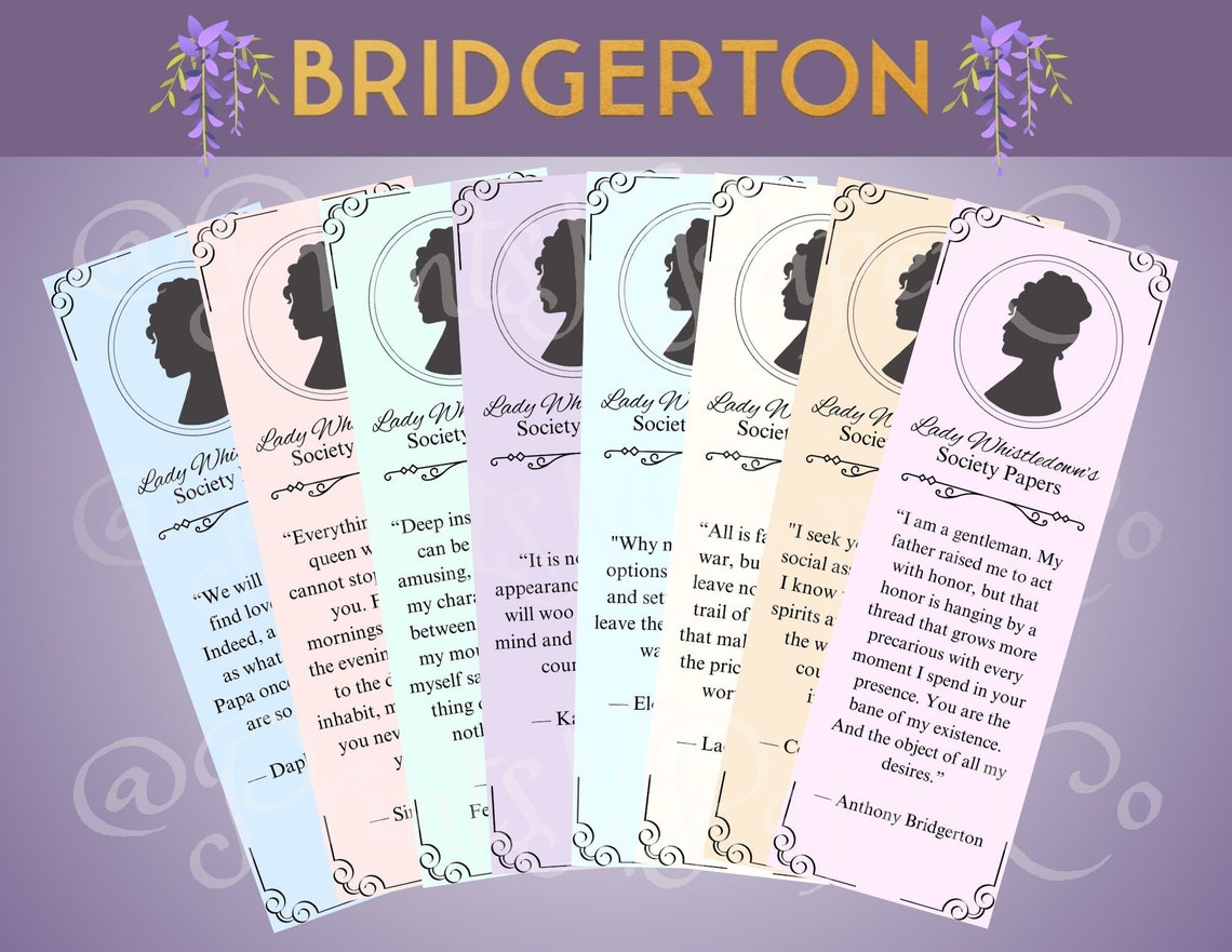 Bridgerton Bookmark Set | Digital Downloads | Set of 8 - Etsy