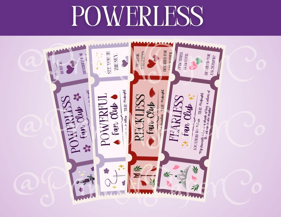 Powerless Digital Download Bookmark Set | Lauren Roberts | Powerless ...