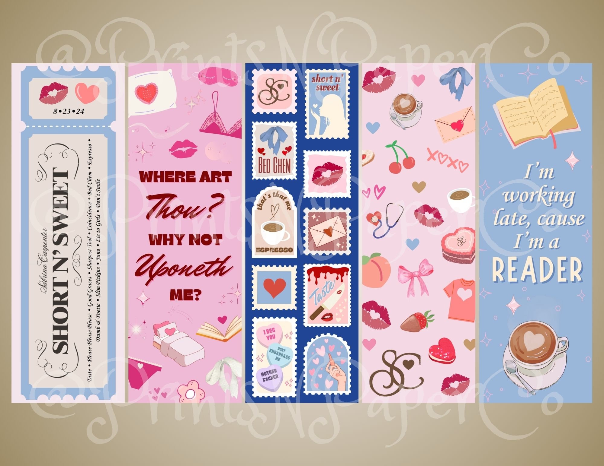 Sabrina Carpenter Inspired Digital Download Bookmarks | Short N' Sweet ...