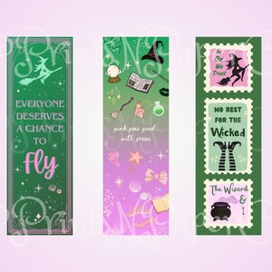 Wicked Digital Download Bookmarks Set of 5 Glinda, Elphaba, Ariana ...