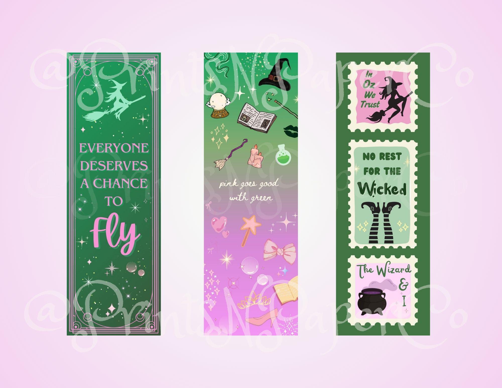 Wicked Inspired Digital Download Bookmarks | Set of 5 | Glinda, Elphaba ...