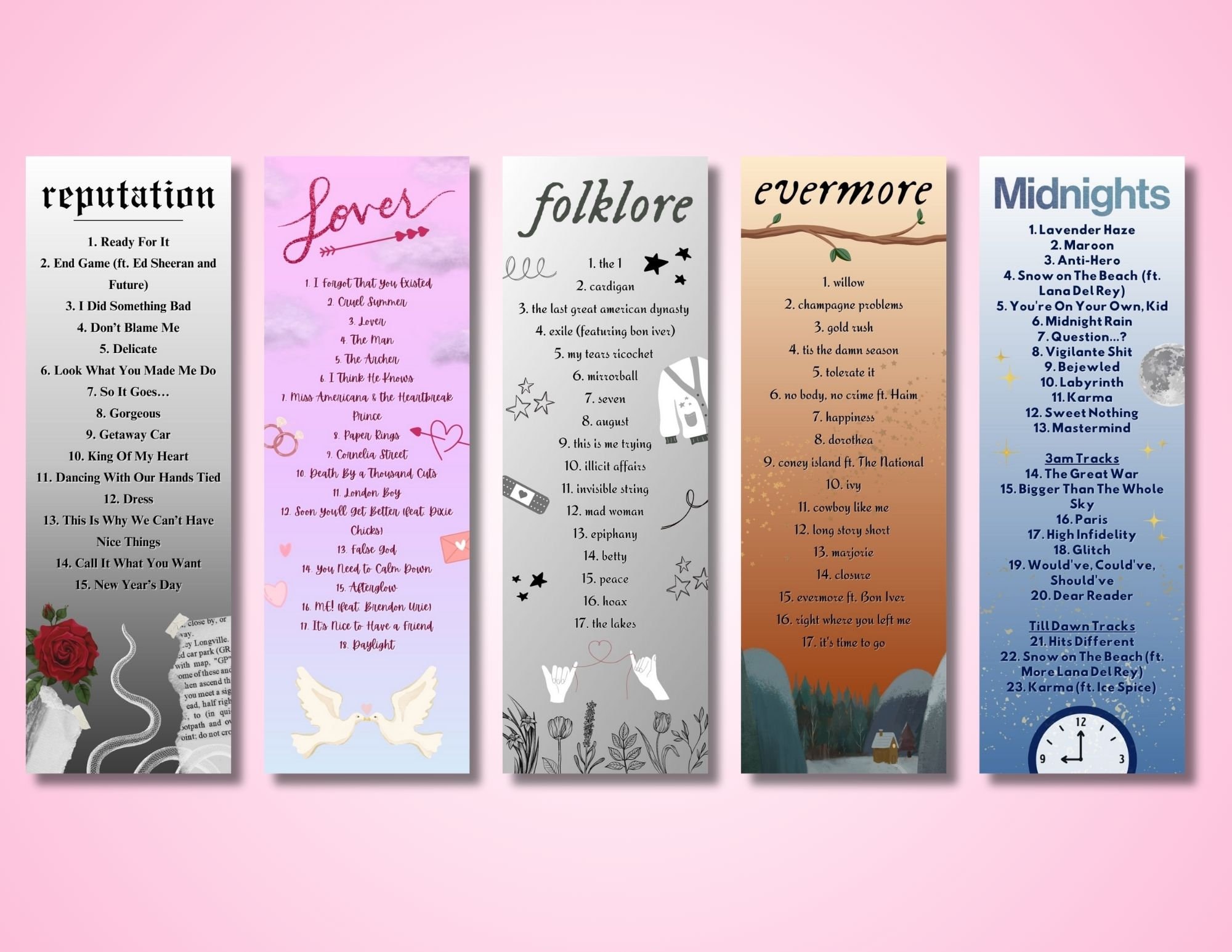 Taylor Swift Album Bookmark Set Eras Tour Bookmark Set - Etsy