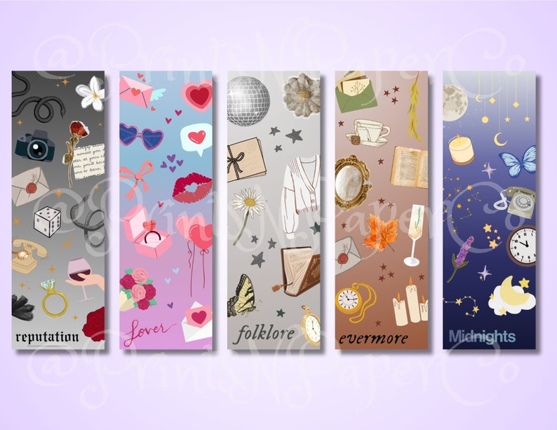 Taylor Swift Digital Download Bookmarks Set of 11 Eras Tour Bookmarks ...