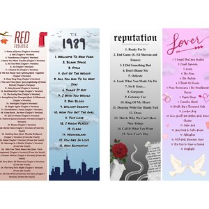 Taylor Swift Album Bookmark Set Eras Tour Bookmark Set - Etsy