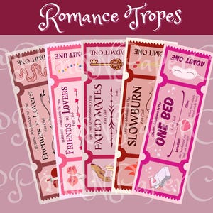 Romance Tropes Digital Download Bookmarks | Set of 5 | Enemies to ...