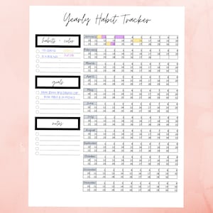 Yearly Habit Tracker Printable, Printable Habit Tracker - Etsy