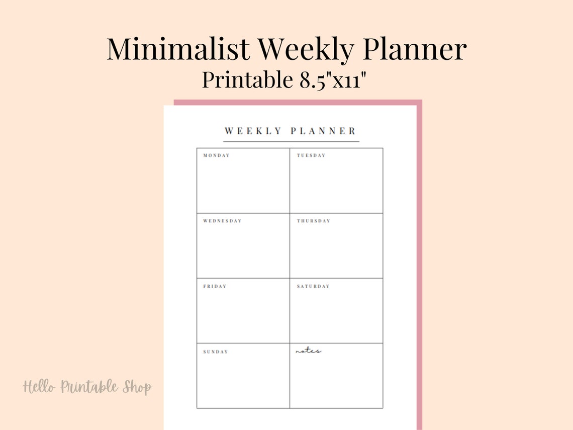 Minimalist Weekly Planner Printable, Weekly Planner - Etsy