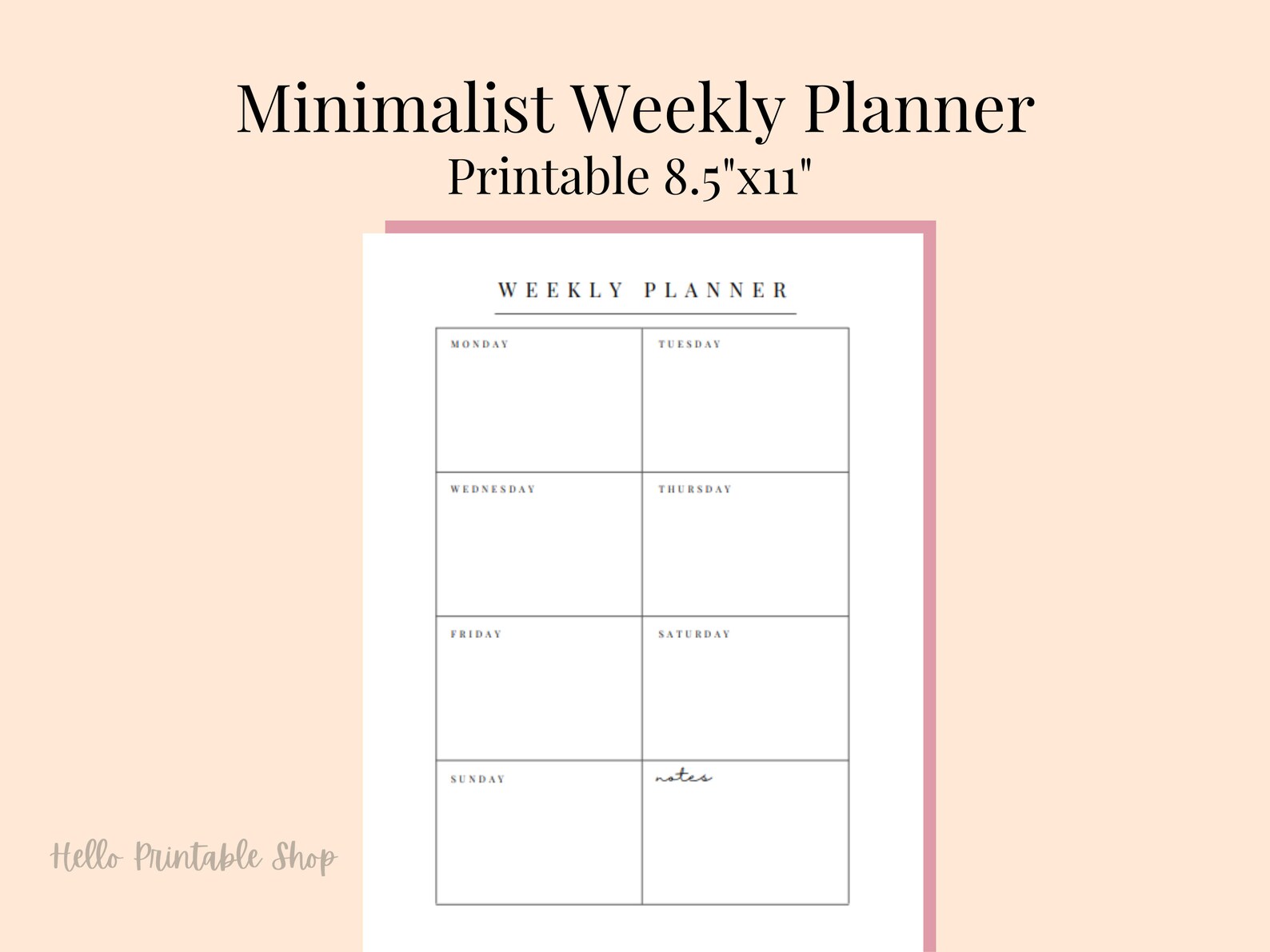 Minimalist Weekly Planner Printable, Weekly Planner - Etsy