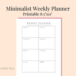 Minimalist Weekly Planner Printable, Weekly Planner - Etsy