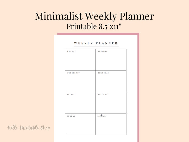 Minimalist Weekly Planner Printable, Weekly Planner - Etsy