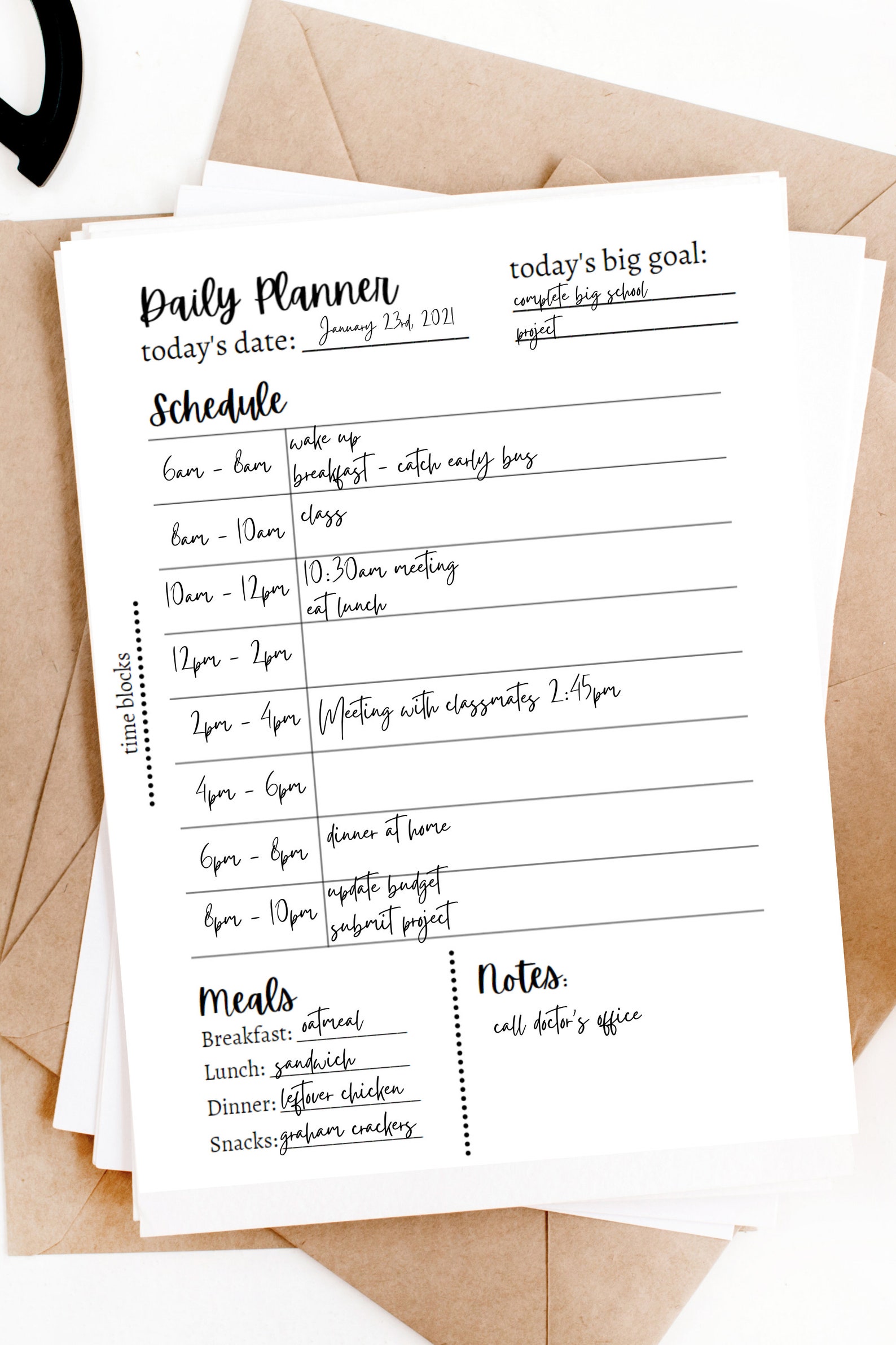 Time Blocking Planner Printable, Daily Planner With Time Blocks ...