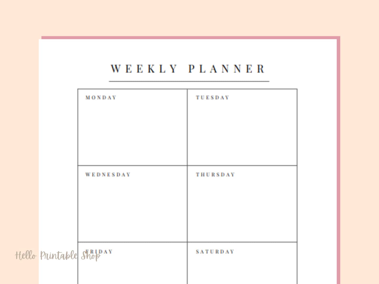 Minimalist Weekly Planner Printable, Weekly Planner - Etsy
