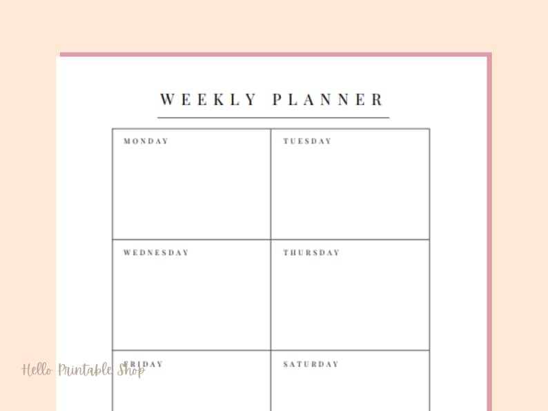 Minimalist Weekly Planner Printable, Weekly Planner - Etsy