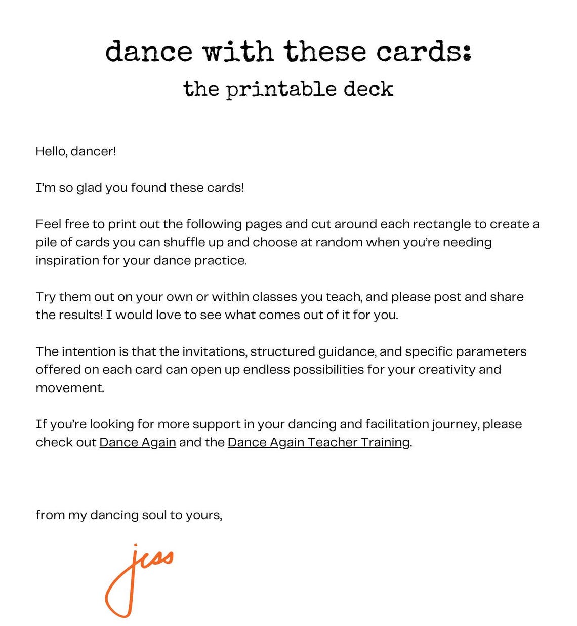 Dance Prompt Cards - Printable Dance Inspiration for Classes or ...