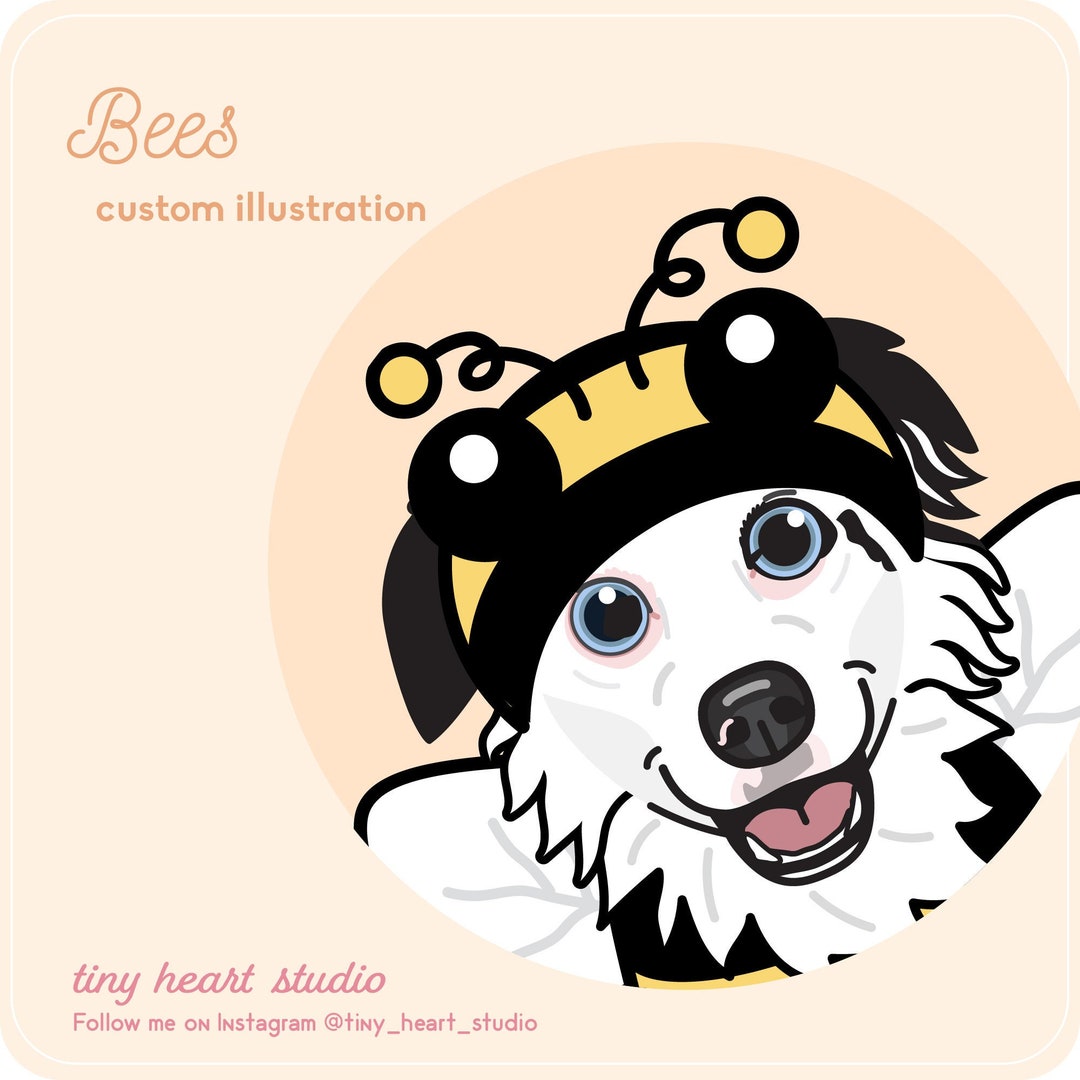 Bumble Bee Custom Illustration, Digital Drawing, Seasonal Pet Portrait ...