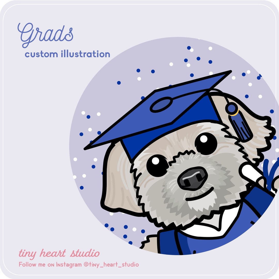 Graduation Custom Illustration, Digital Drawing, Graduate Pet Portrait ...