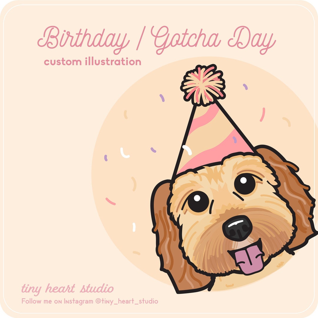 Birthday Custom Digital Illustration, Pet Drawing, Gotcha Day, Barkday ...