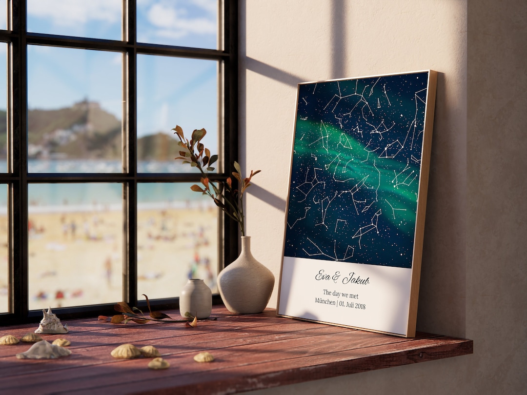 Custom Night Sky Print Personalized Star Map by Date, Unique Wedding ...