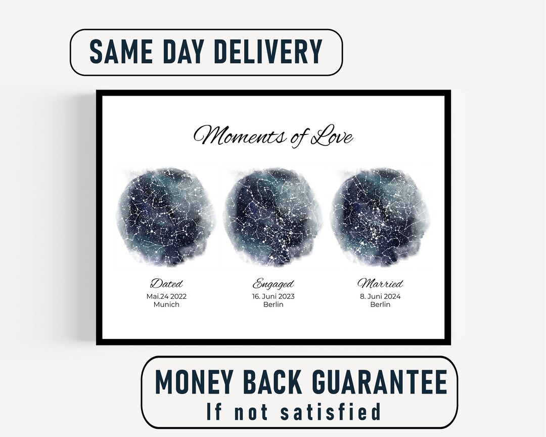 Personalized Star Map Poster Custom Star Charts for Special Moments ...