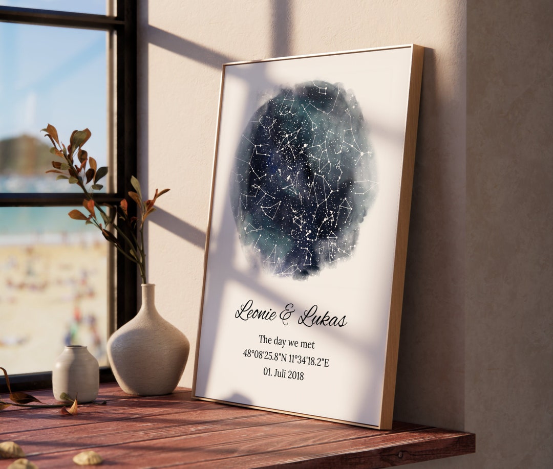 Custom Star Charts by Date for Engagement Gift Perfect for New Couples ...