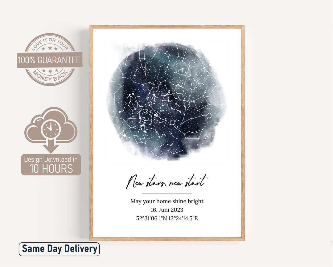 Customized Star Map Poster for Friend's Housewarming Gift, Personalized ...