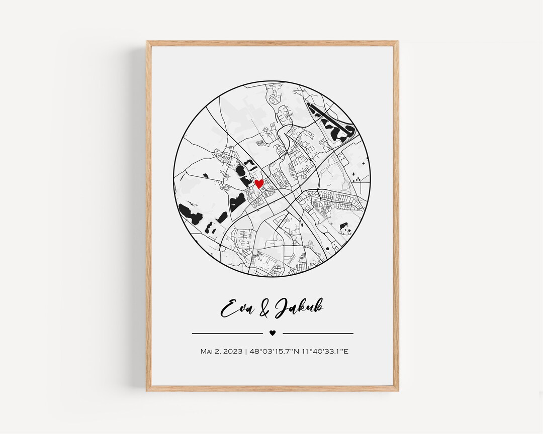 Custom Map Poster With Pin for Specific Location – Digital or Framed ...