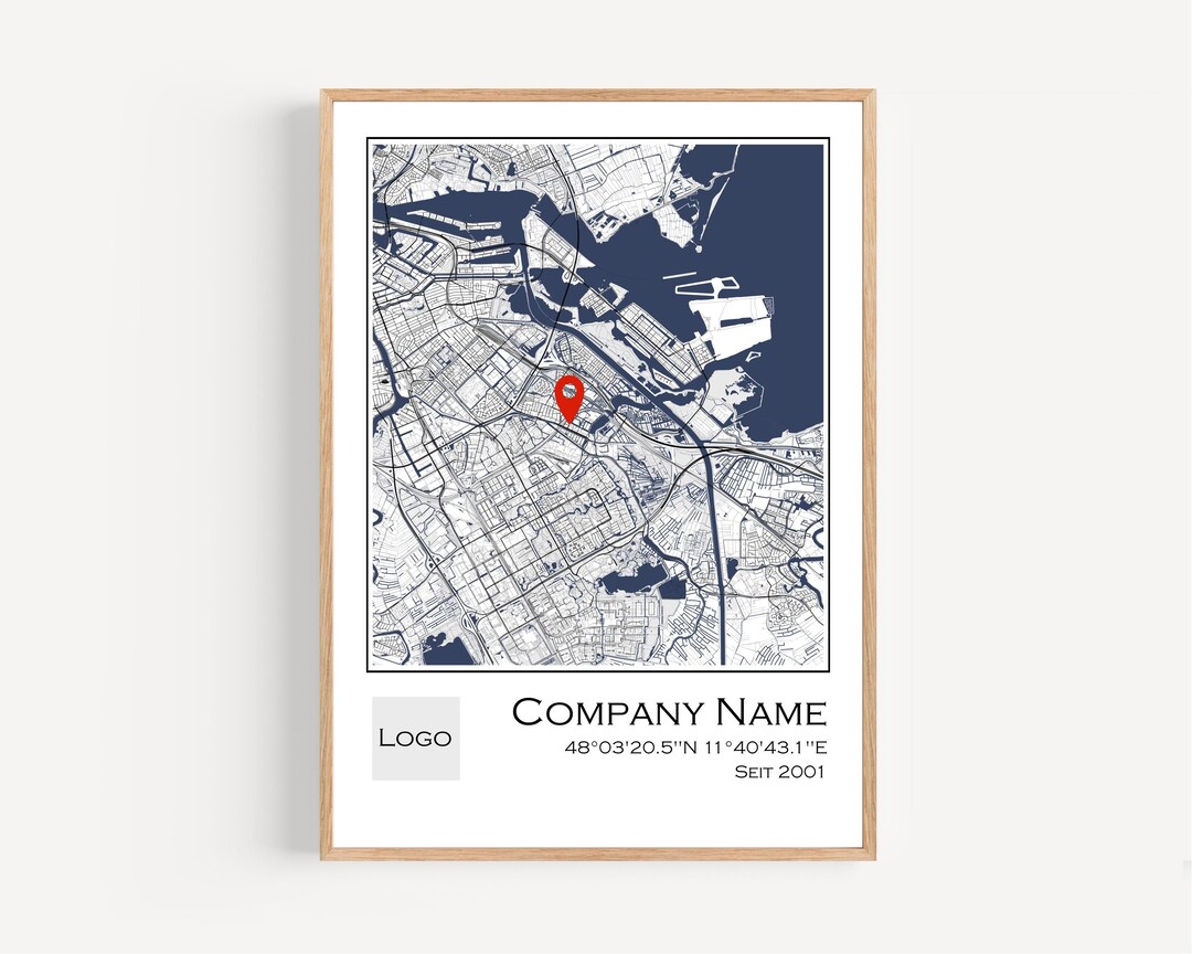 Personalized Company Anniversary Gift – Custom Business Location Map ...