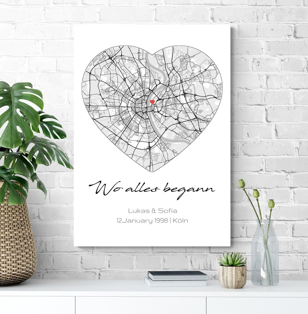 Map Posters of Your First Meet Location, First Kiss Place, Wedding ...