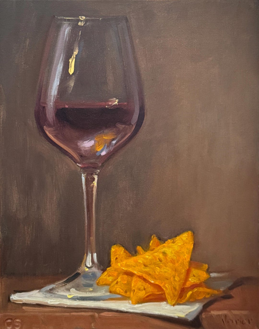 Wine & Doritos - NOAH VERRIER Original Still Life Oil Painting, Signed ...