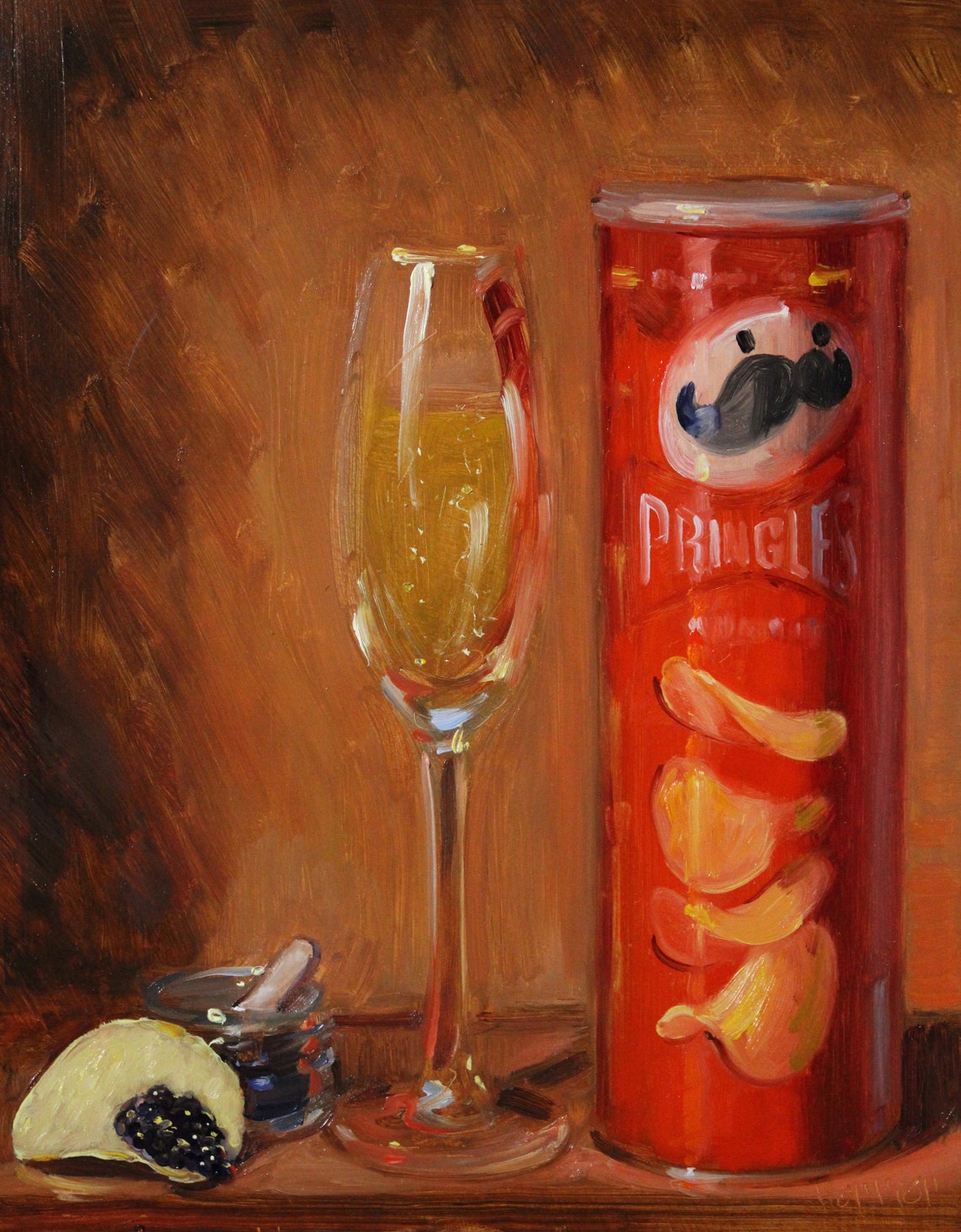 Pringles, Caviar & Champagne - NOAH VERRIER Original Still Life Oil ...