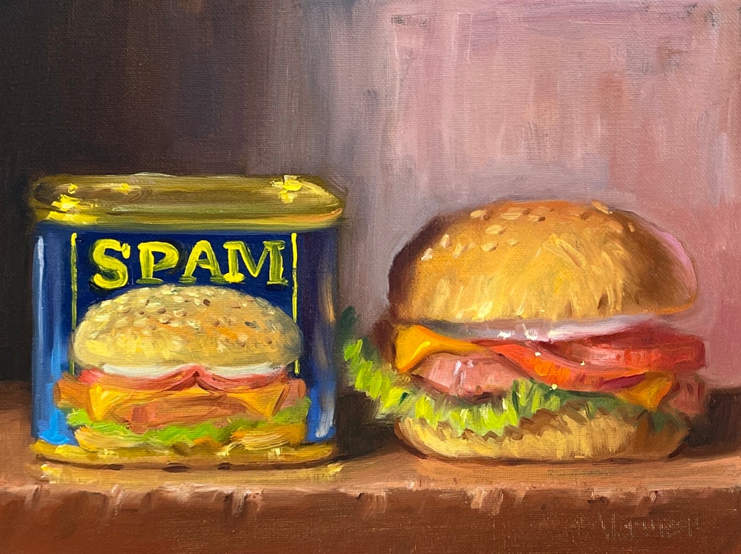 SPAM Burger - NOAH VERRIER Original Still Life Oil Painting, Signed ...