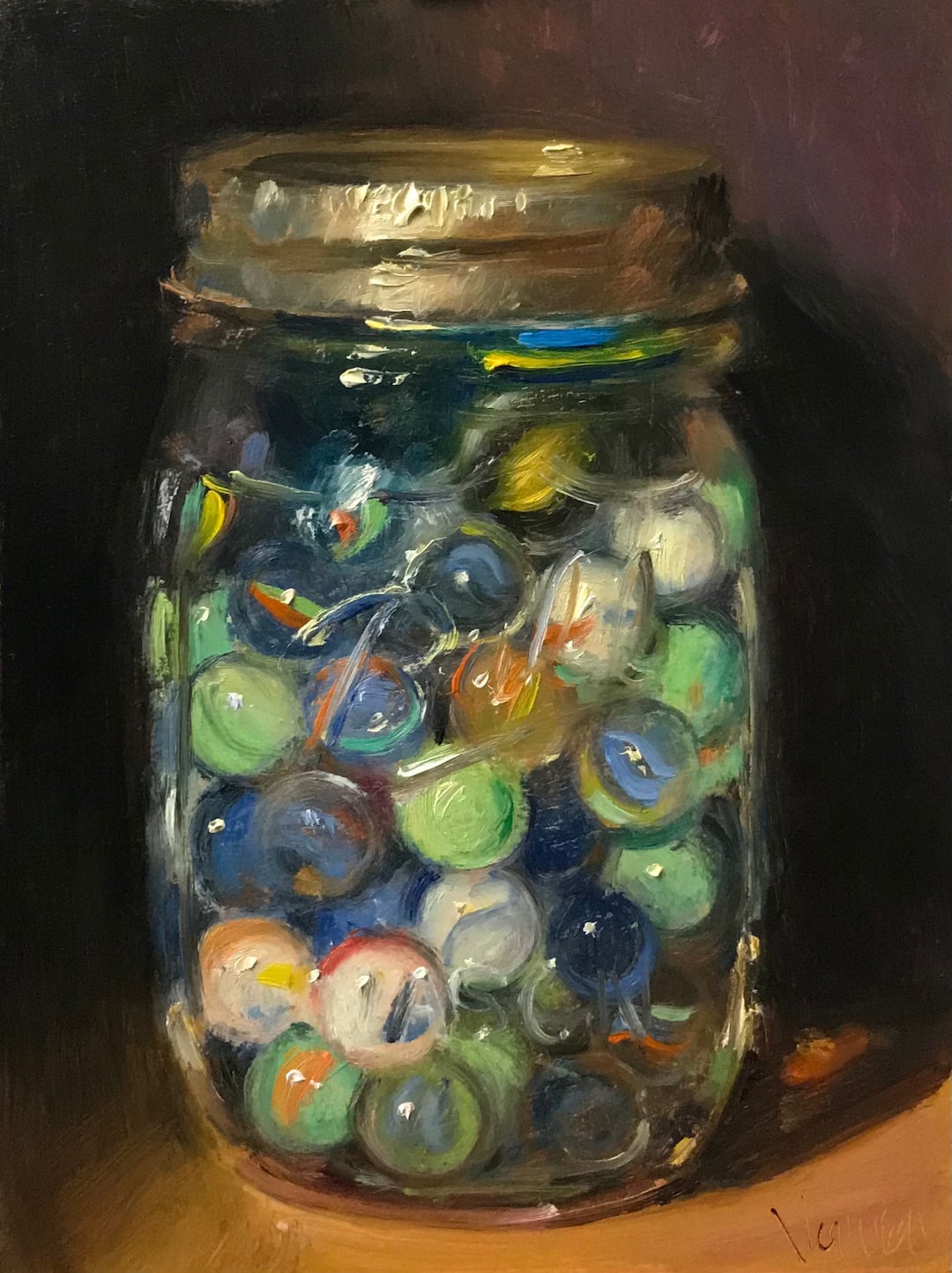 Jar of Marbles - NOAH VERRIER Original Still Life Oil Painting, Signed ...