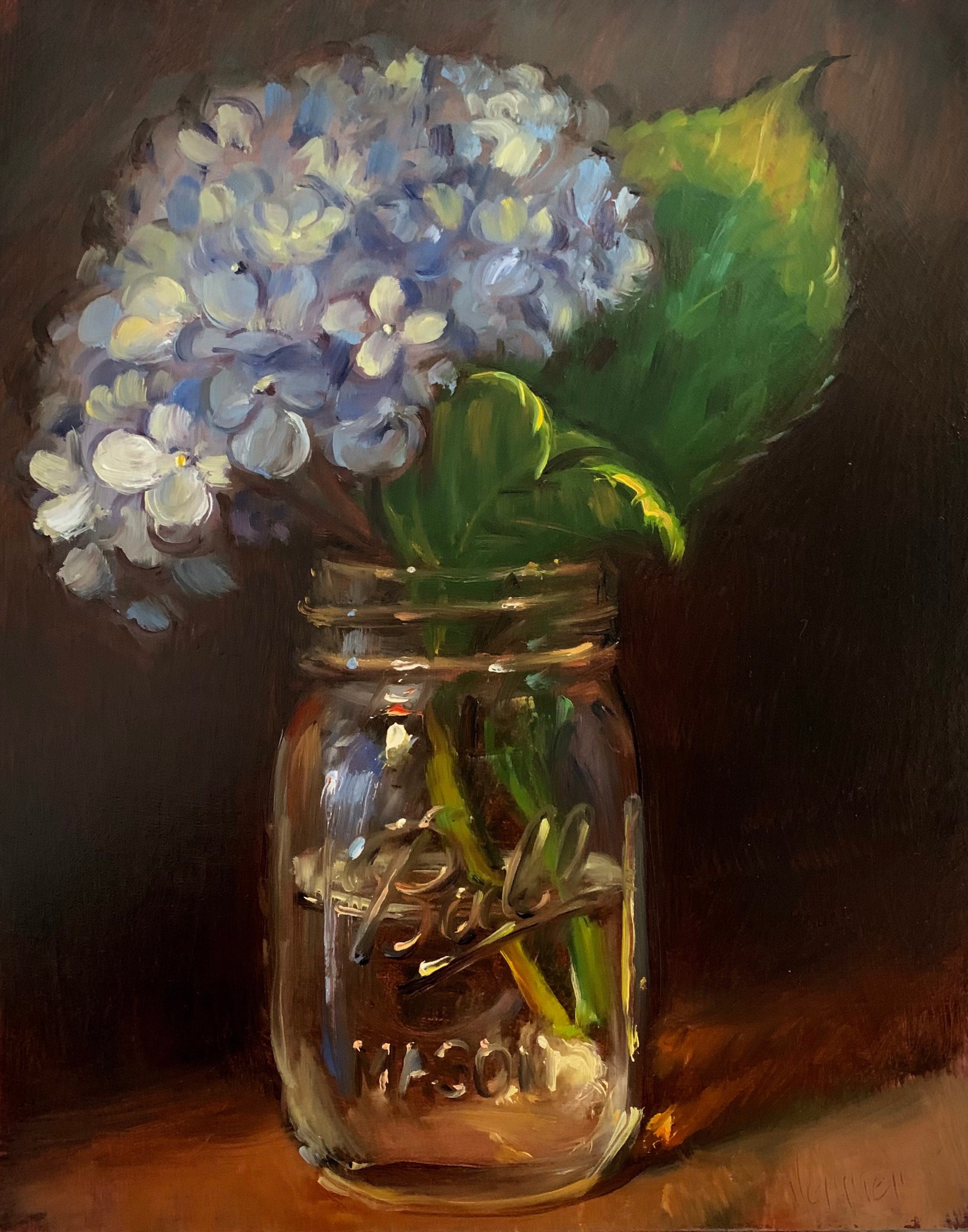 Blue Hydrangea - NOAH VERRIER Original Still Life Oil Painting, Signed ...