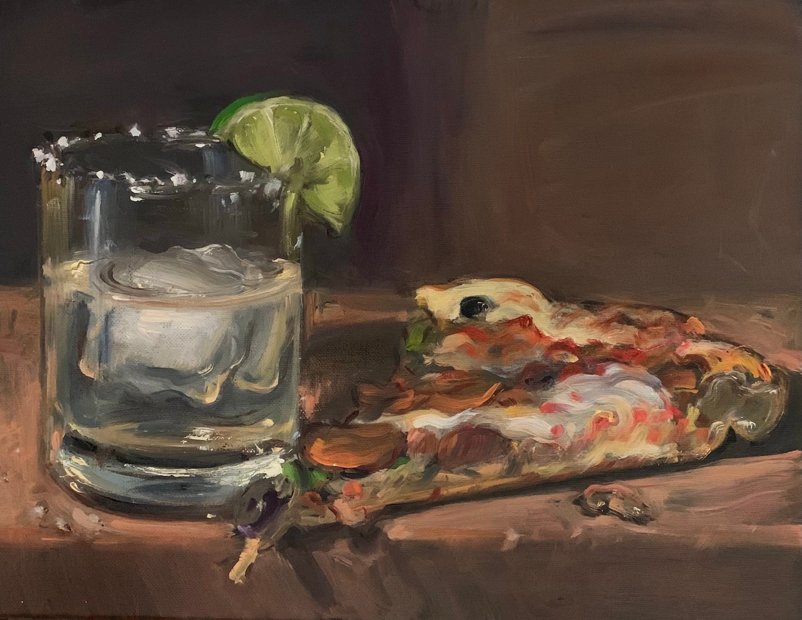 Pizza & Tequila - NOAH VERRIER Original Still Life Oil Painting, Signed ...
