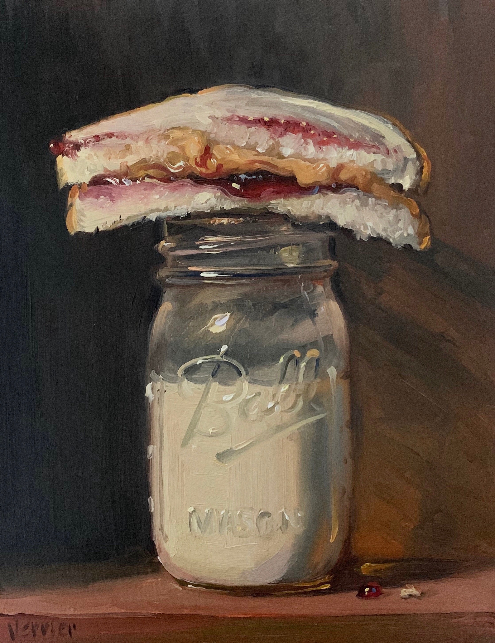 PBJ & Jar of Milk - NOAH VERRIER Original Still Life Oil Painting ...