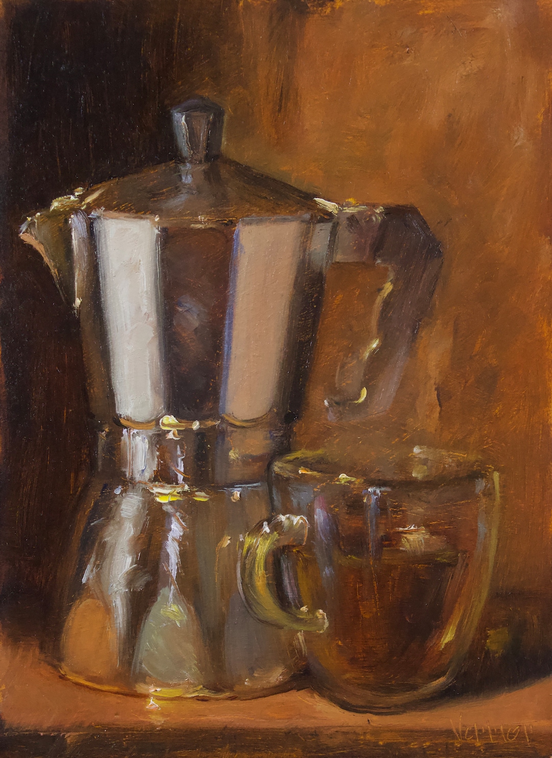 Moka Pot - NOAH VERRIER Original Still Life Oil Painting, Signed Fine ...