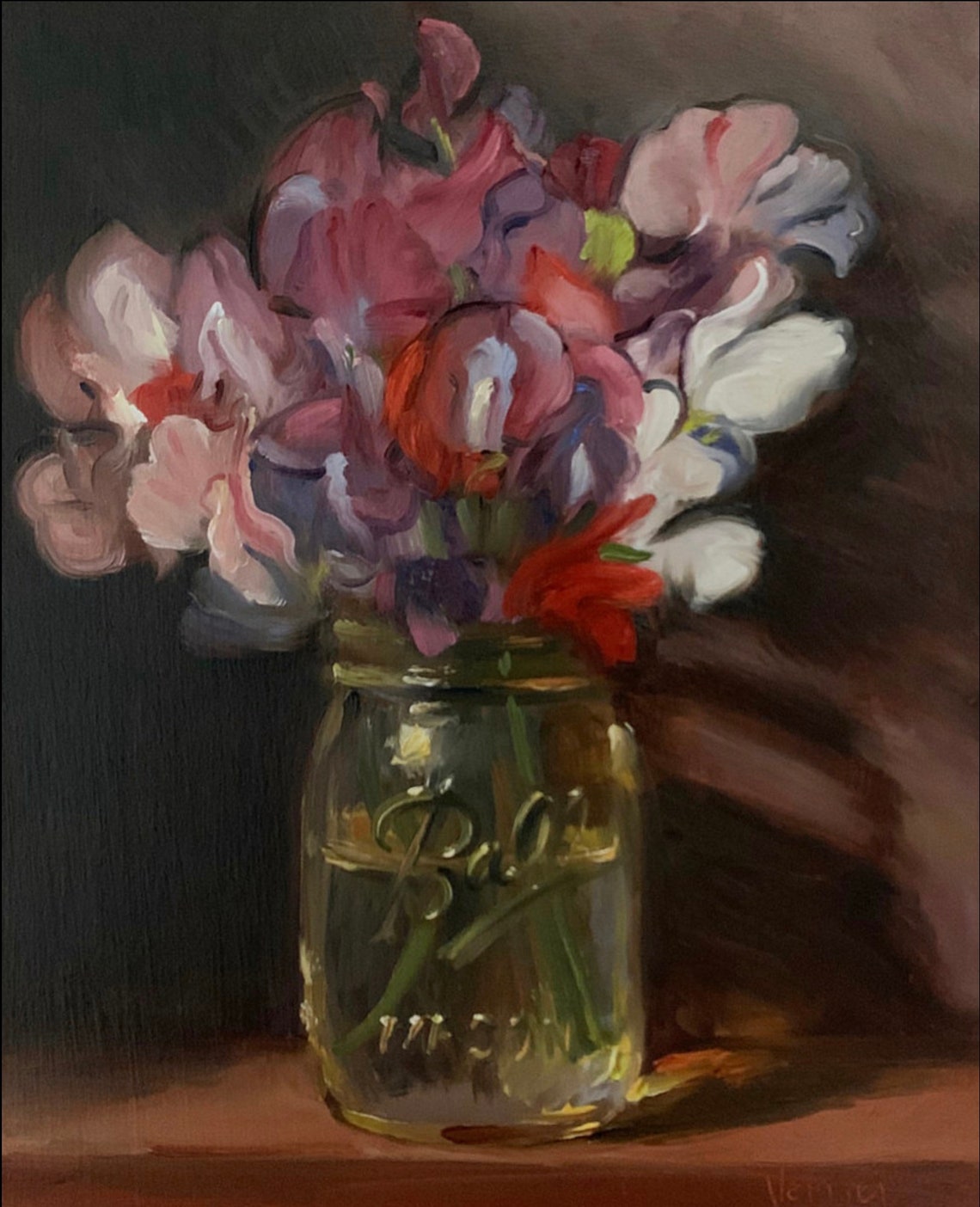 Sweet Peas - NOAH VERRIER Original Still Life Oil Painting, Signed Fine ...