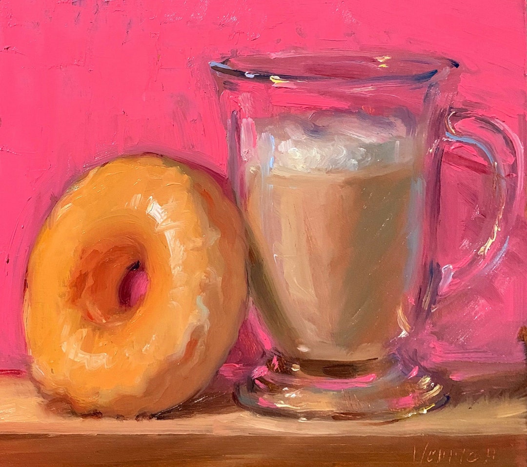 Donut & Latte 20x16 - NOAH VERRIER Original Still Life Oil Painting ...
